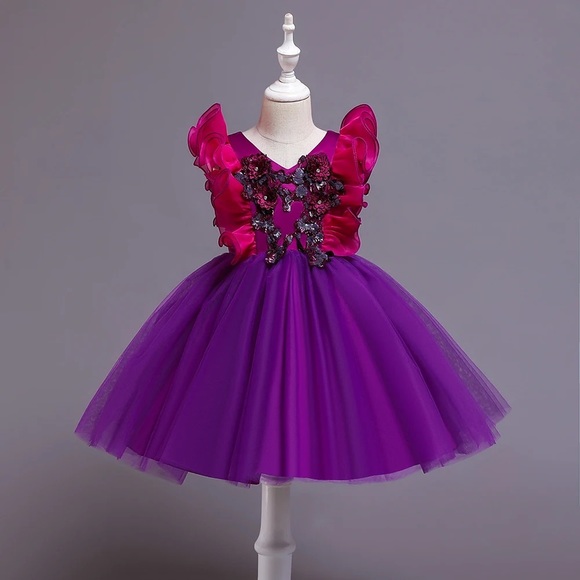 Dresses | Purple Children Flower Dress With With Free Short Petticoat ...